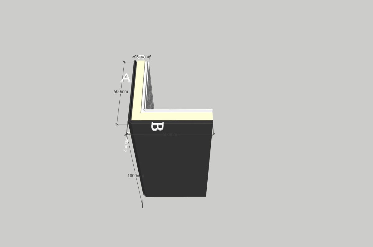 Corner sandwich panel with visible joint (PIR) - horizontal