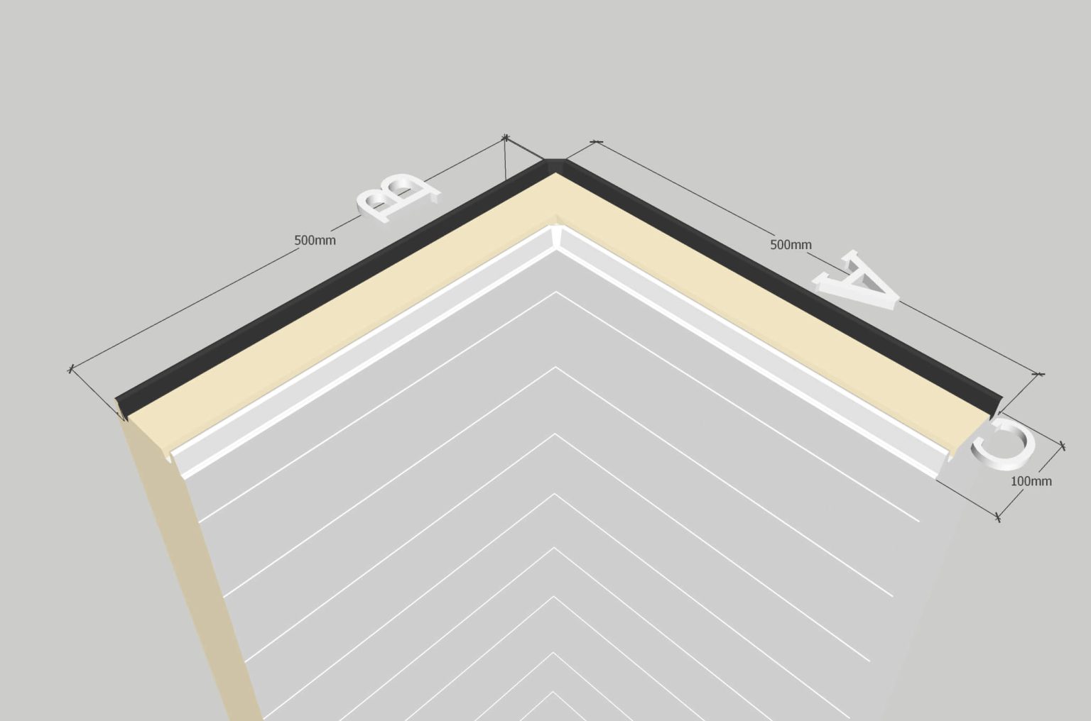 Corner sandwich panel with freezer connection (PIR) - horizontal